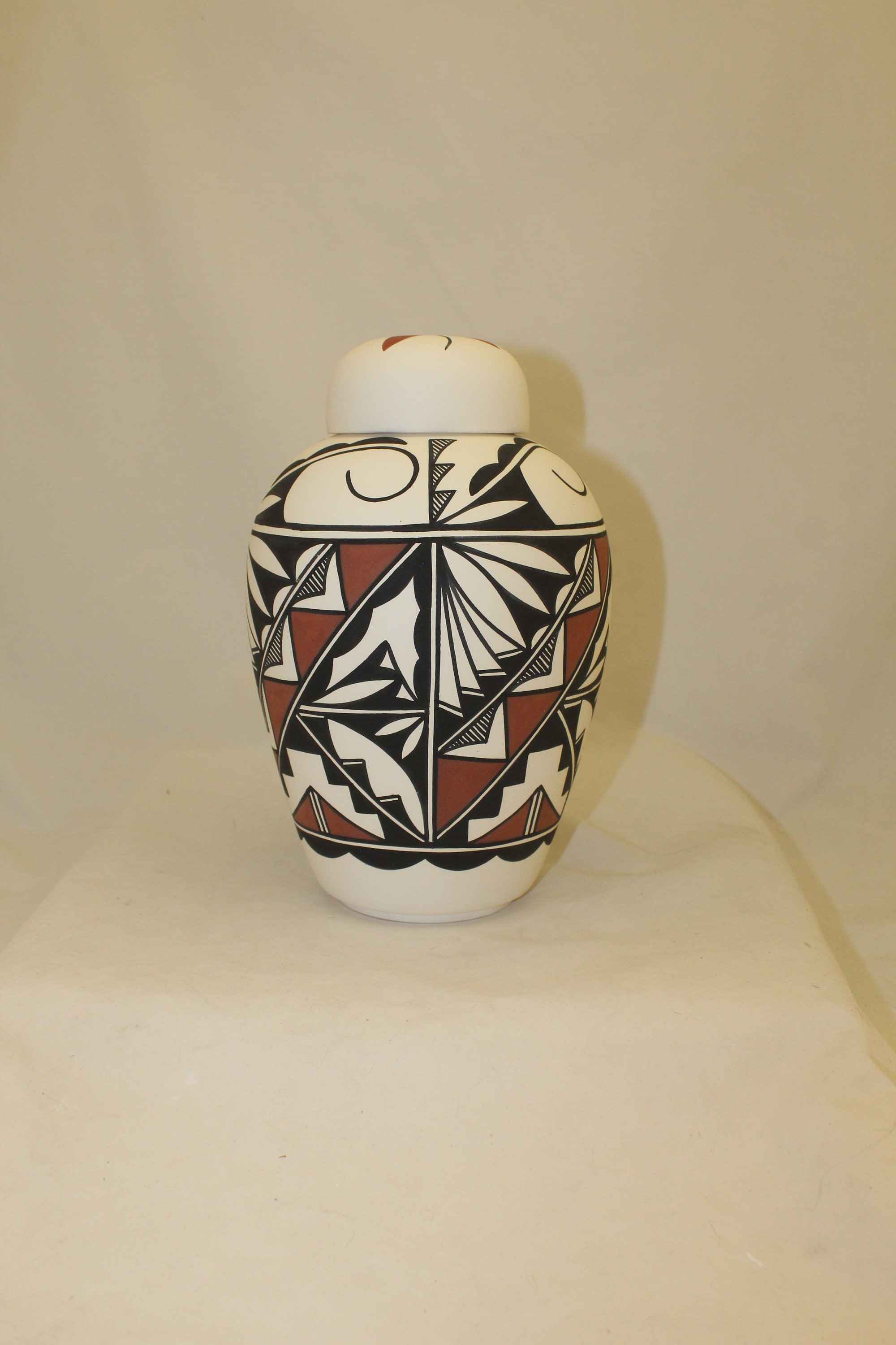 Native American Adult Urn Ceramic Jar with Lid, large traditional ...