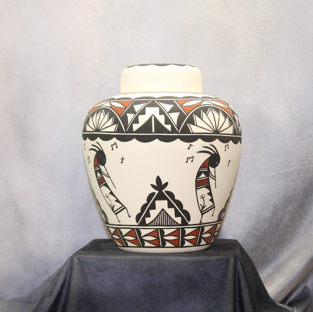 Native American Extra Large Urn for Human Ashes, Flute Player Jar With ...