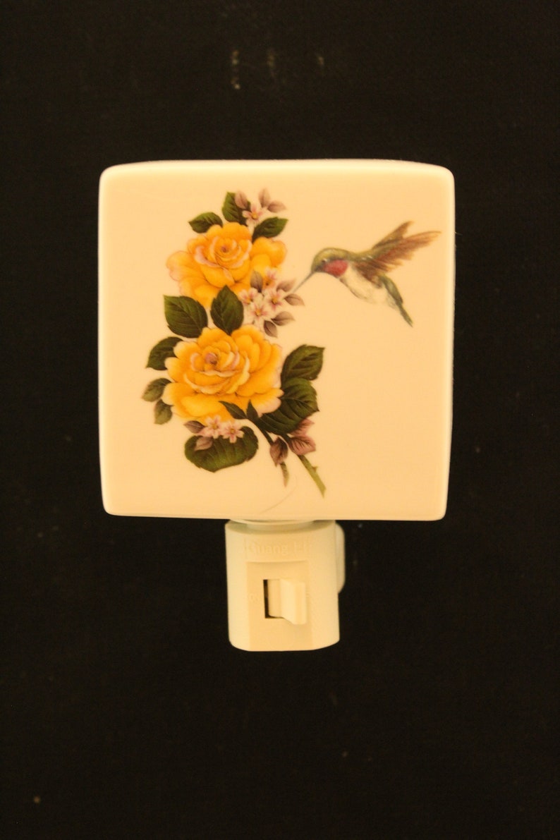 Yellow Roses and Hummingbird Porcelain Night Light Memorial | Etsy