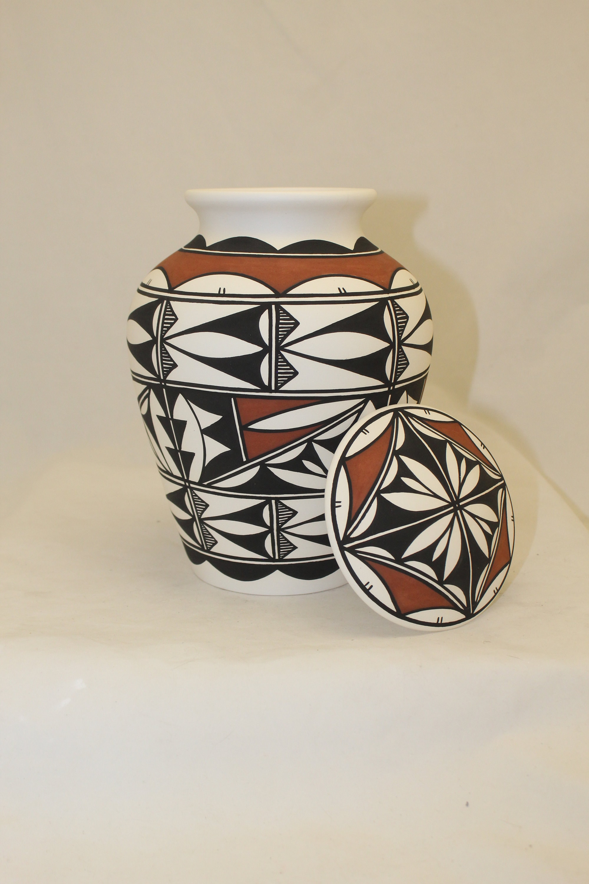 Hand Painted Native American Ceramic Jar with Lid, Adult Cremation Urn ...