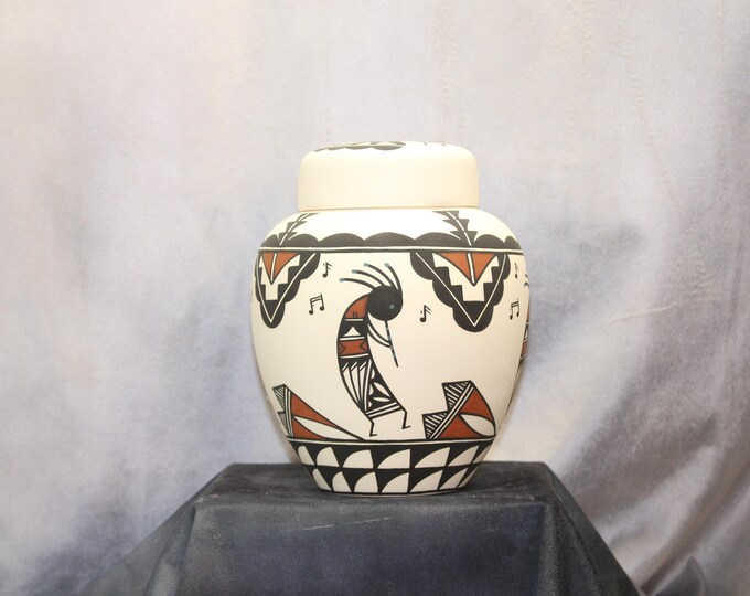 Kokopelli Native American Ceramic Adult Cremation Urn, Hand Painted ...