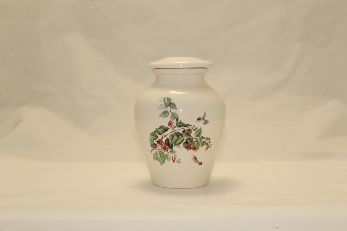 Hummingbird and Fuchsia Ceramic Jar With Lid Small Cremation | Etsy