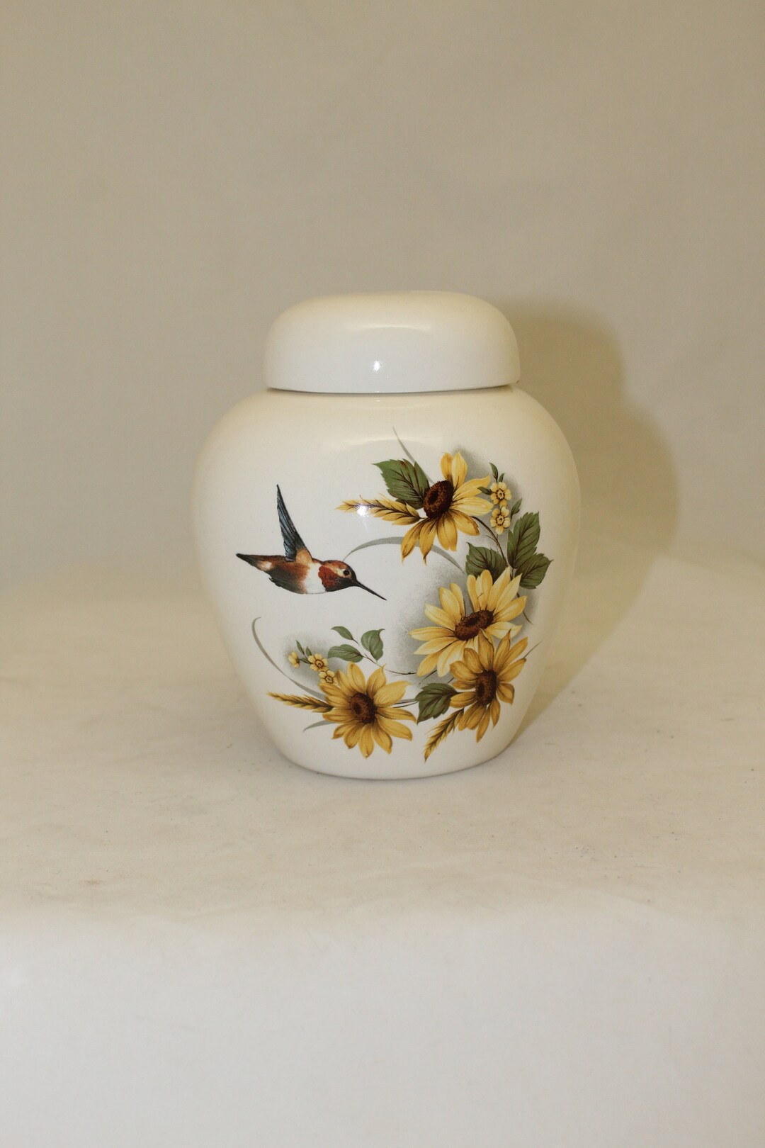 Sunflower Hummingbird Cremation Urn, Small Ceramic Memorial Jar - Etsy