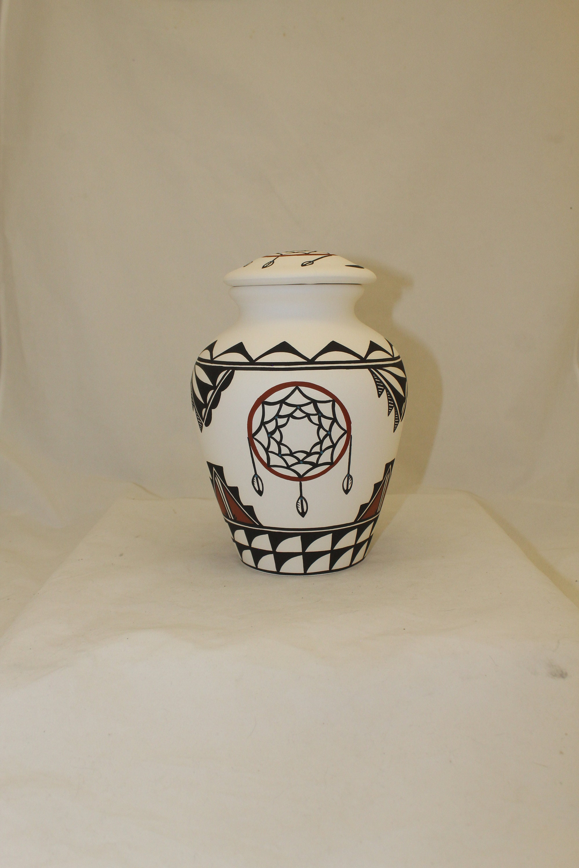 Native American Hand Painted Large Cremation Urn, Native American Art ...