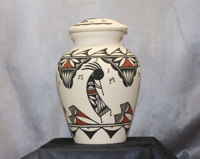 Flute Player Native American Hand Painted Large Cremation Urn, Native ...