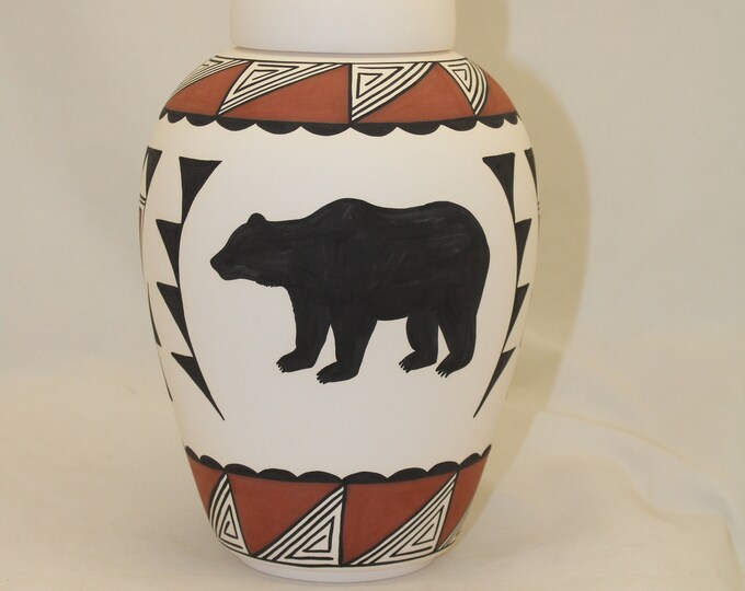 Native American Adult Cremation Urn With Bear Design for Human Ashes ...