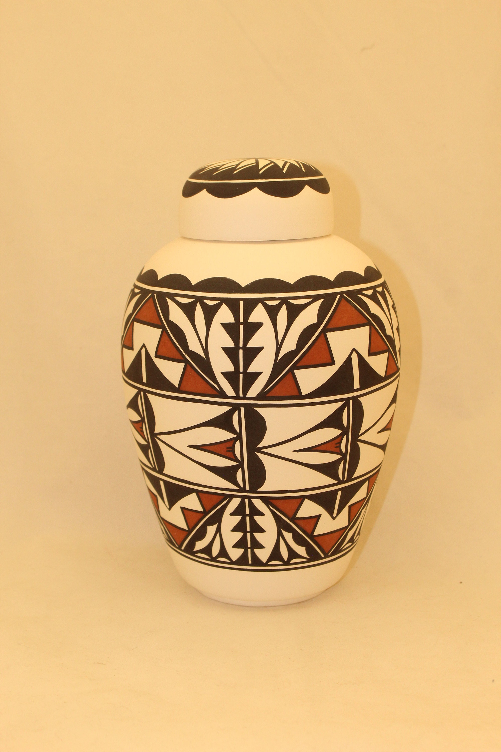 Native American Urn Ceramic Jar with Lid, Adult Cremation Urn for Human ...