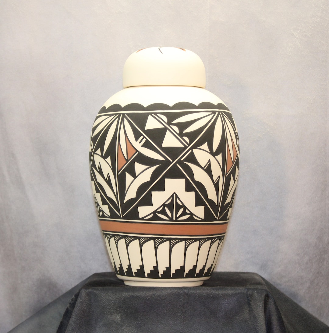 Native American Adult Urn, Large Traditional Cremation Urn Hand Painted ...