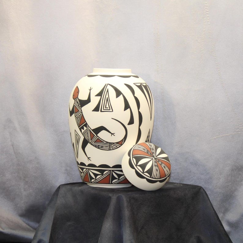 Lizard Design on Native American Urn Adult Cremation Urn, Handmade ...