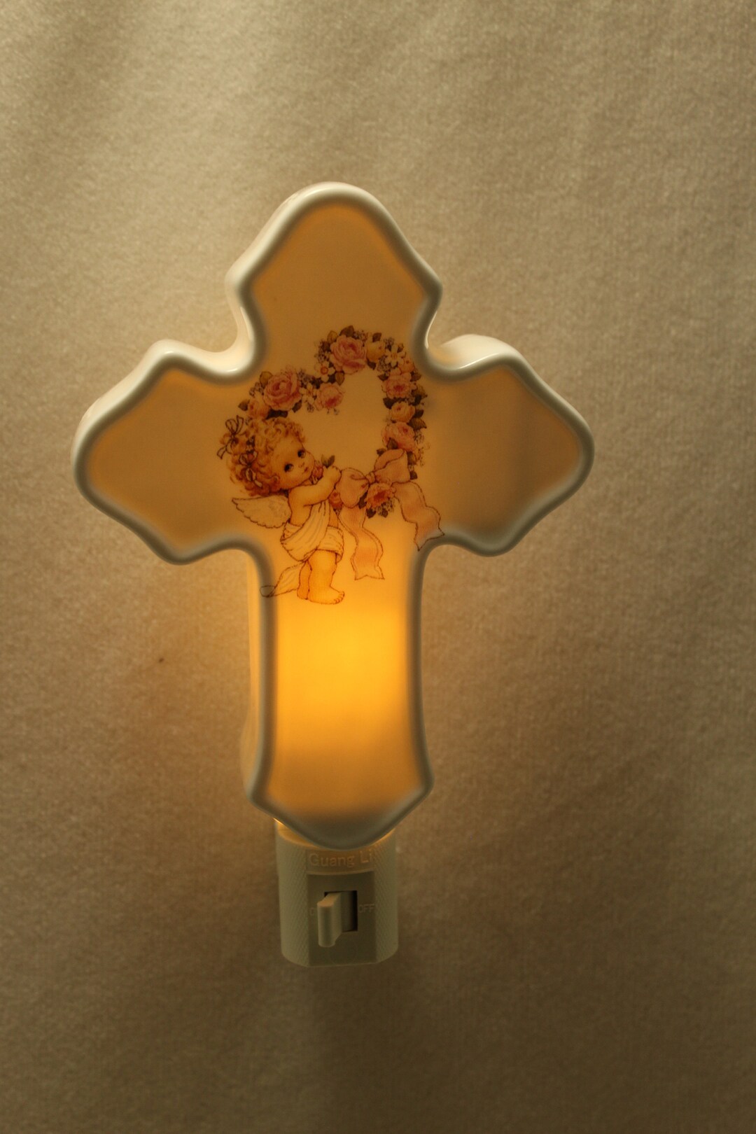 Angel & Flowers Cross Night Light: Infant Memorial, Christening Gift - Etsy