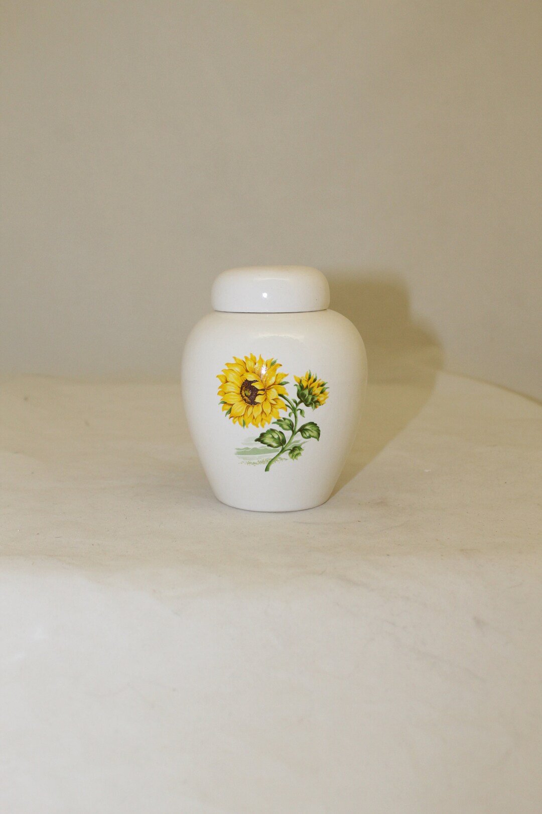 Ceramic Jar With Lid, Sunflower Cremation Urn, Small Pet Urn, Small Cat ...