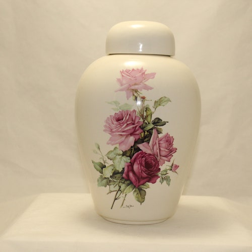 Adult Cremation Urn With Pink Roses Urns for Human Ashes - Etsy