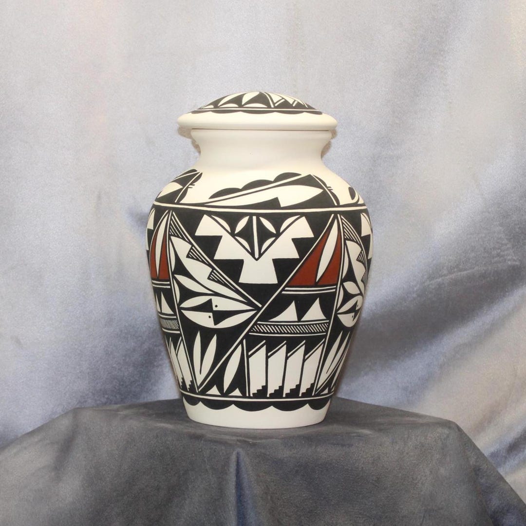Native American Hand Painted Large Cremation Urn, Native American Art ...