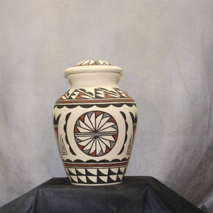 Buffalo Design Native American Adult Cremation Urn, Hand Painted Large ...