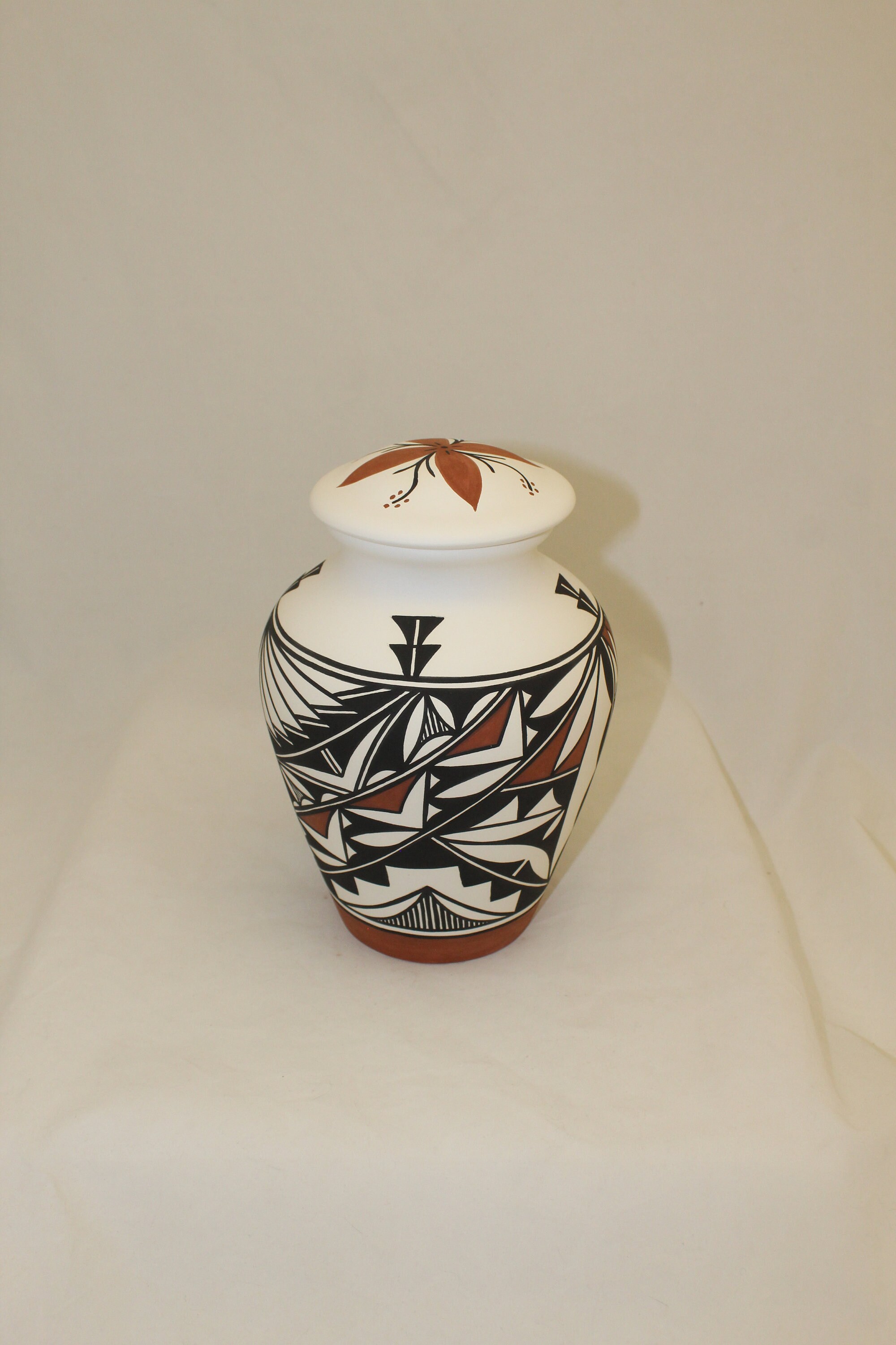 Native American Adult Cremation Urn, Ceramic Jar with Lid, Hand Painted ...