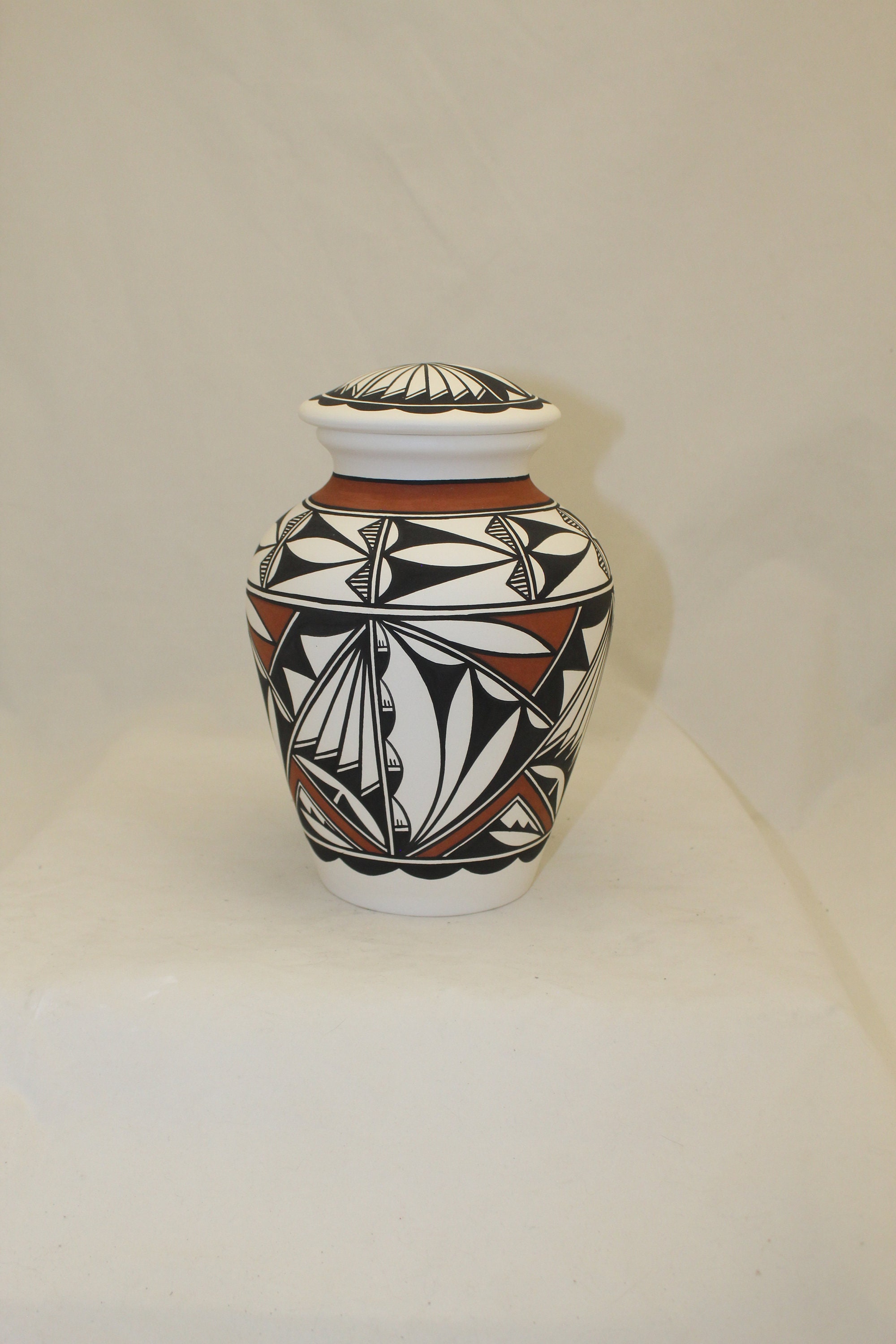 Native American Adult Cremation Urn, Ceramic Jar with Lid, Hand Painted ...