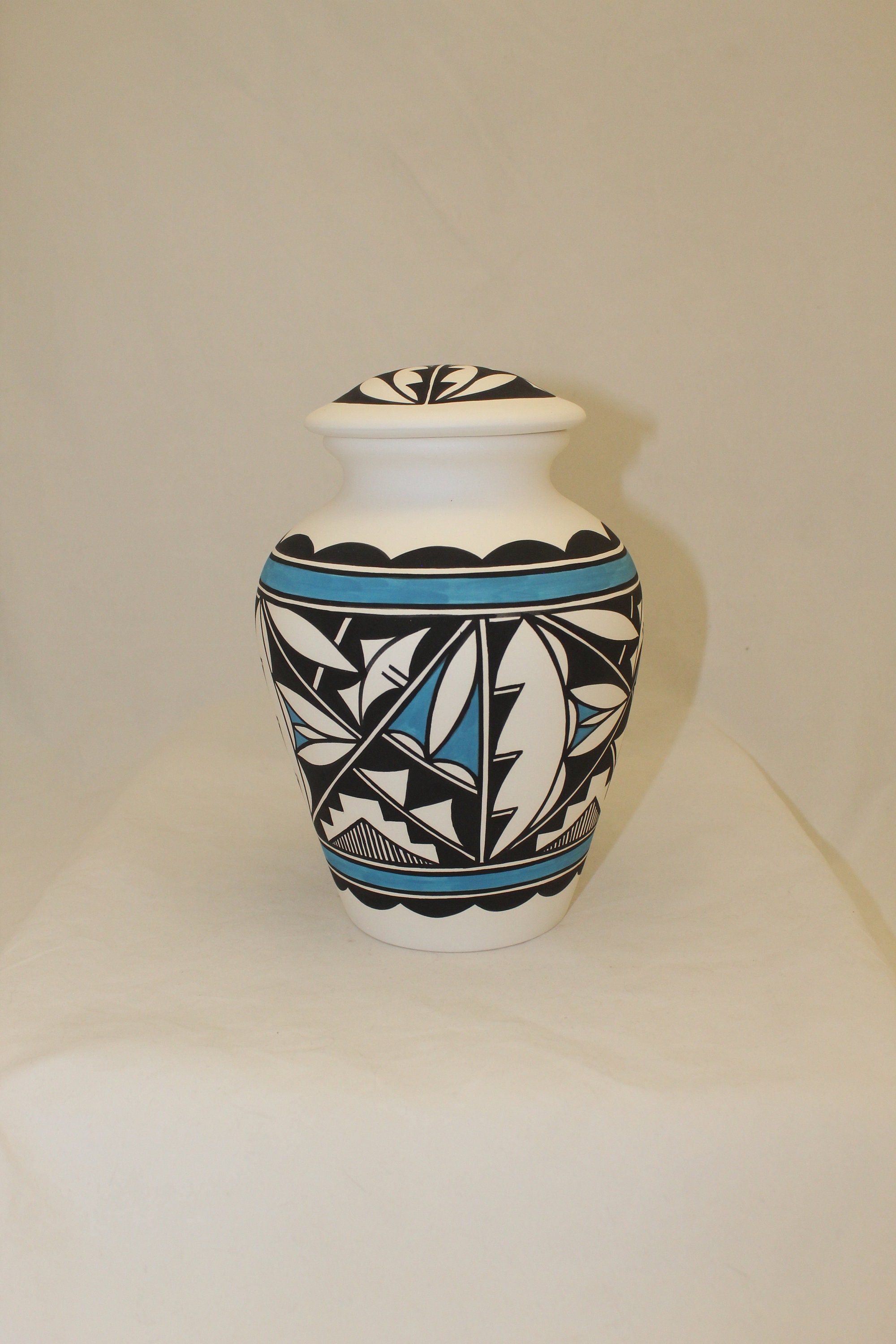 Native American Adult Cremation Urn, Ceramic Jar with Lid, Hand Painted ...