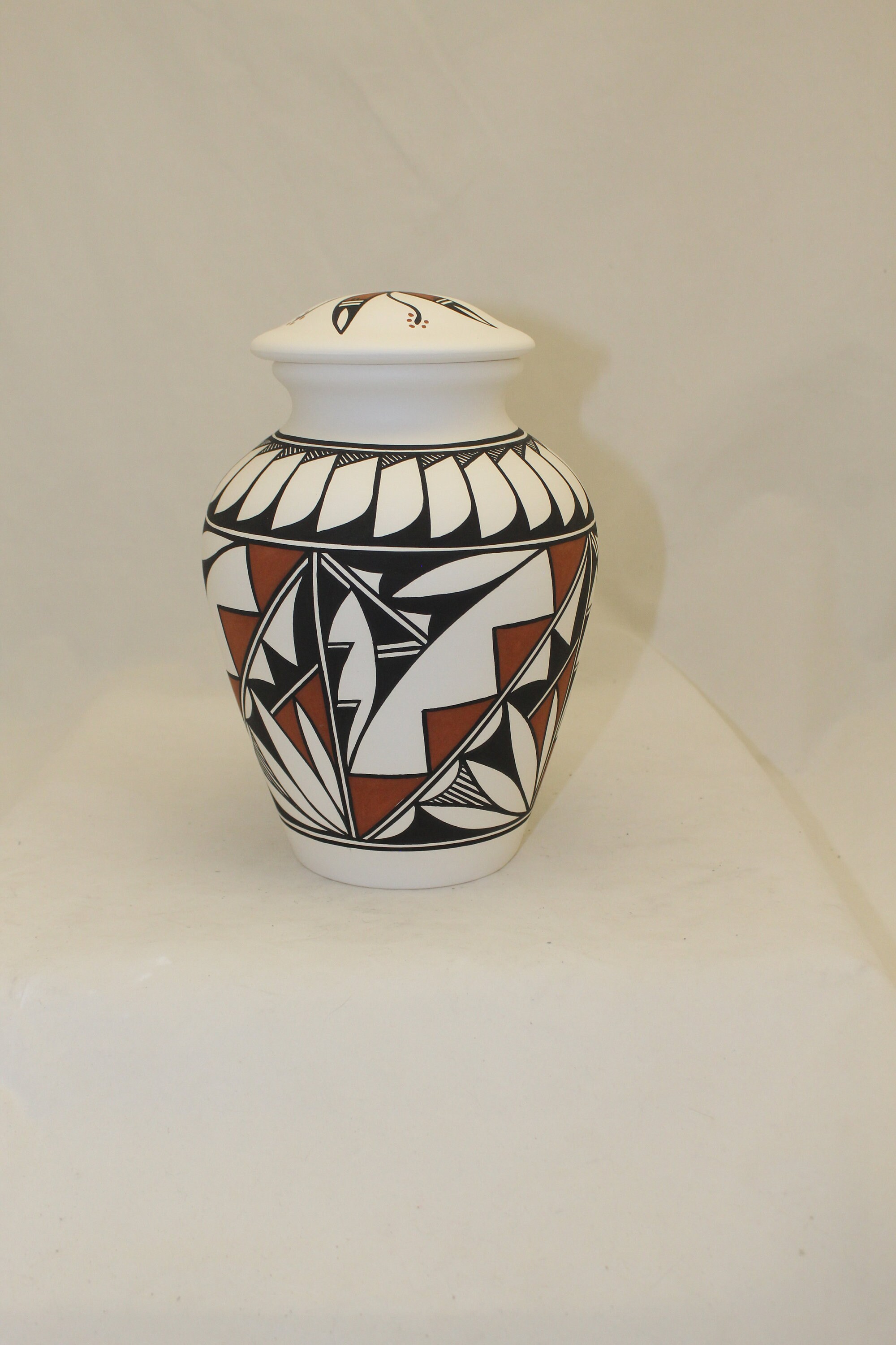 Hand Painted Native American Ceramic Jar with Lid, Adult Cremation Urn ...
