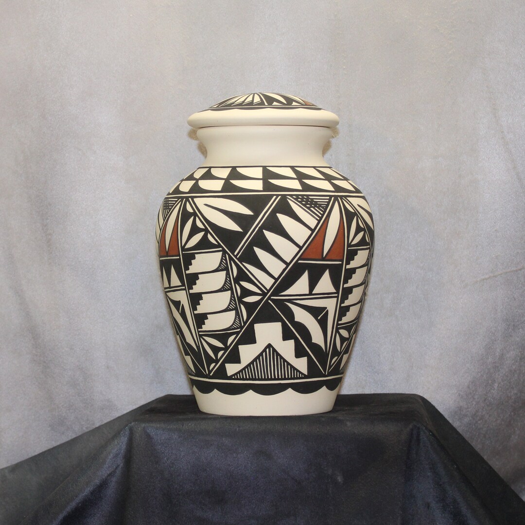 Native American Hand Painted Large Cremation Urn, Native American Art ...