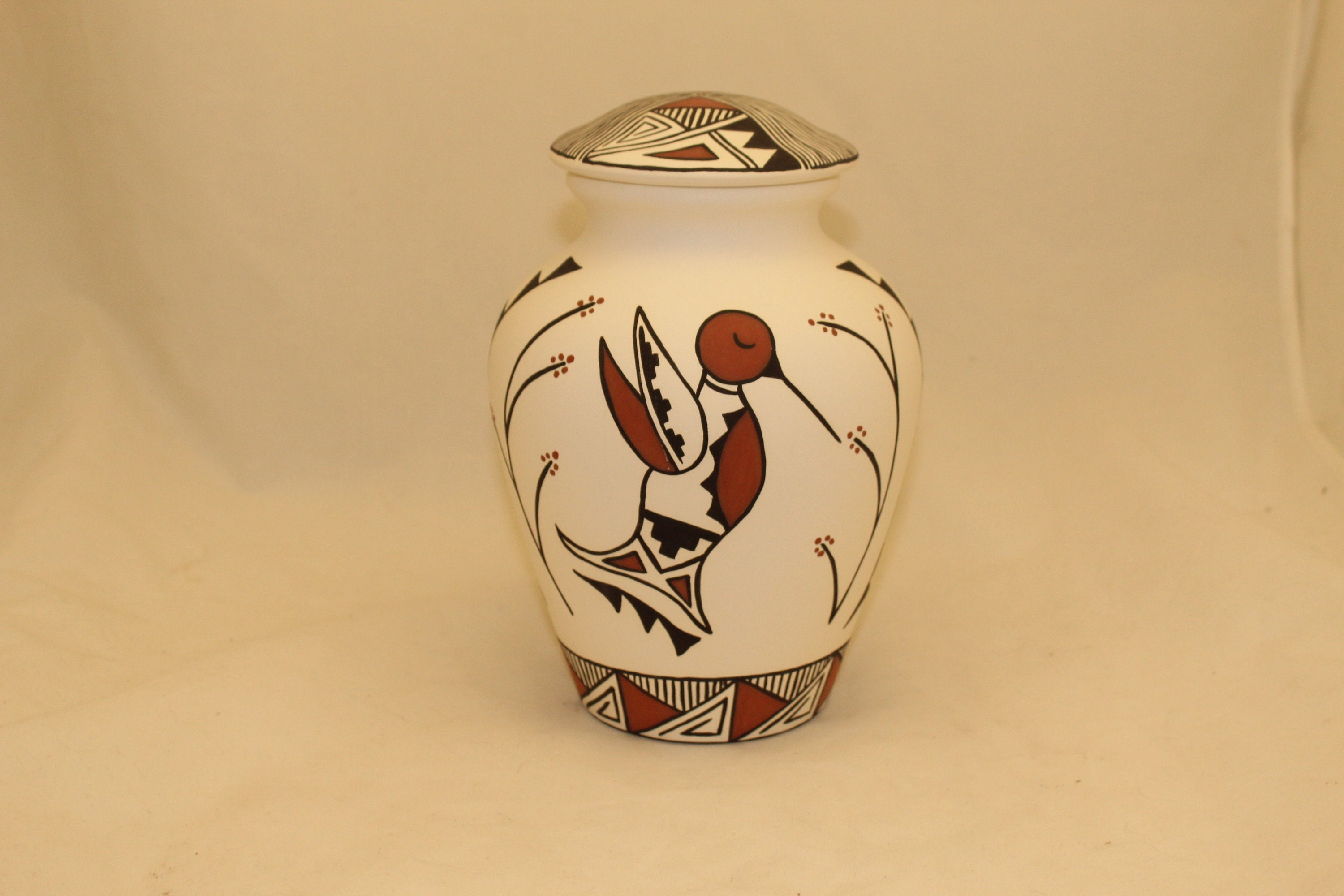Native American Adult Cremation Urn, Hummingbird Hand Painted Large ...
