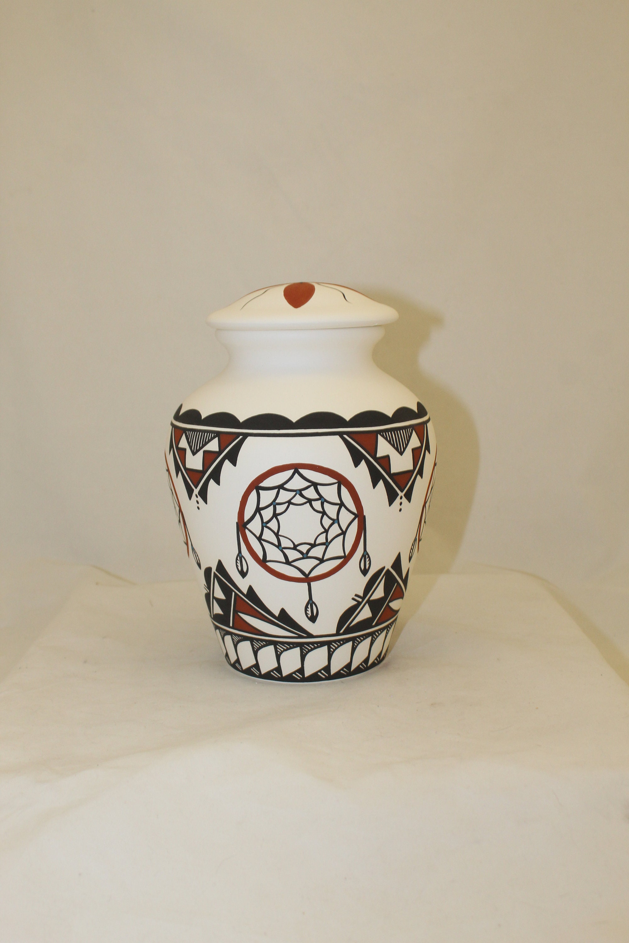 Native American Hand Painted Large Cremation Urn, Native American Art ...