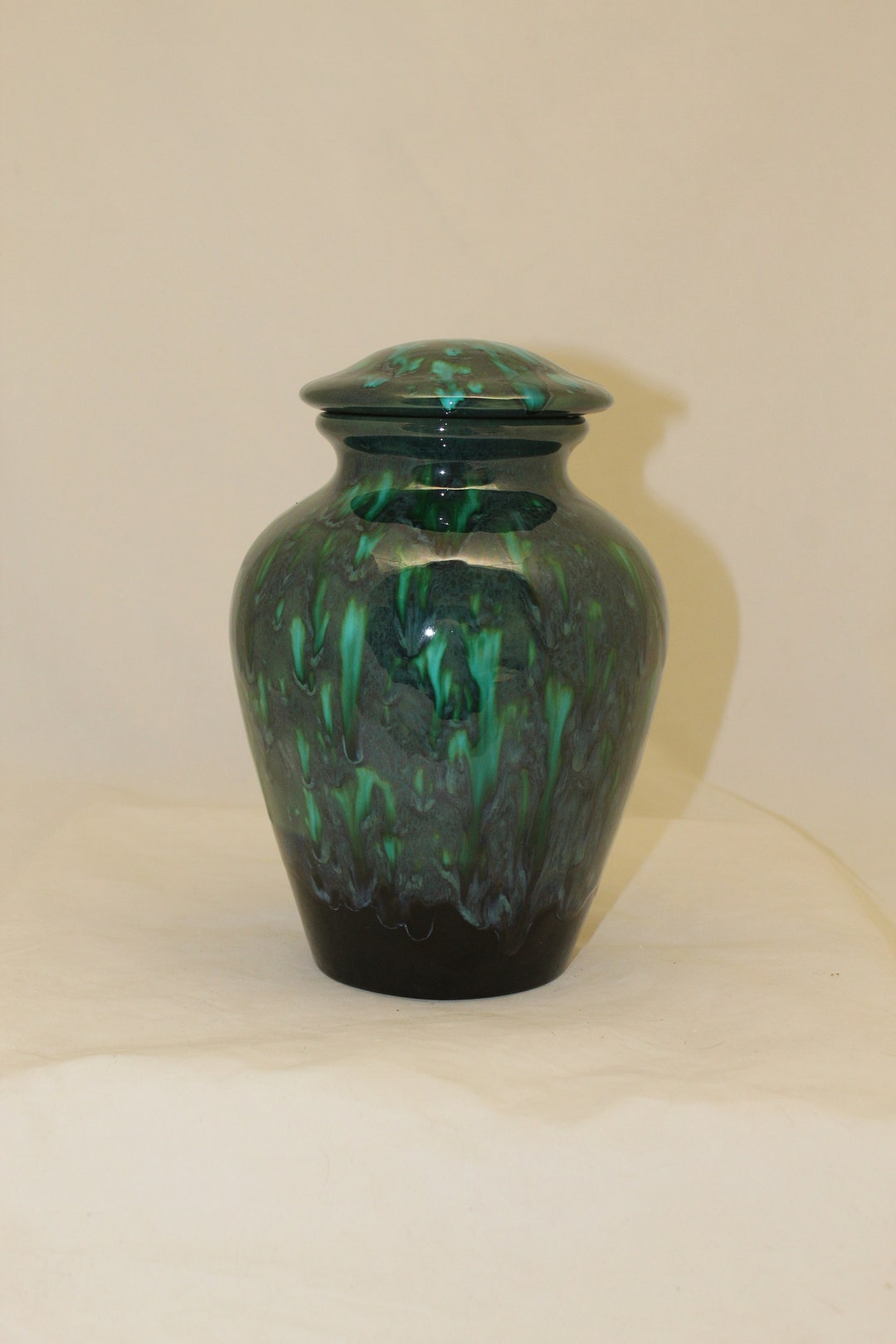 Handmade Ceramic Cremation Urn With Lid, Turquoise Crystal Glaze - Etsy