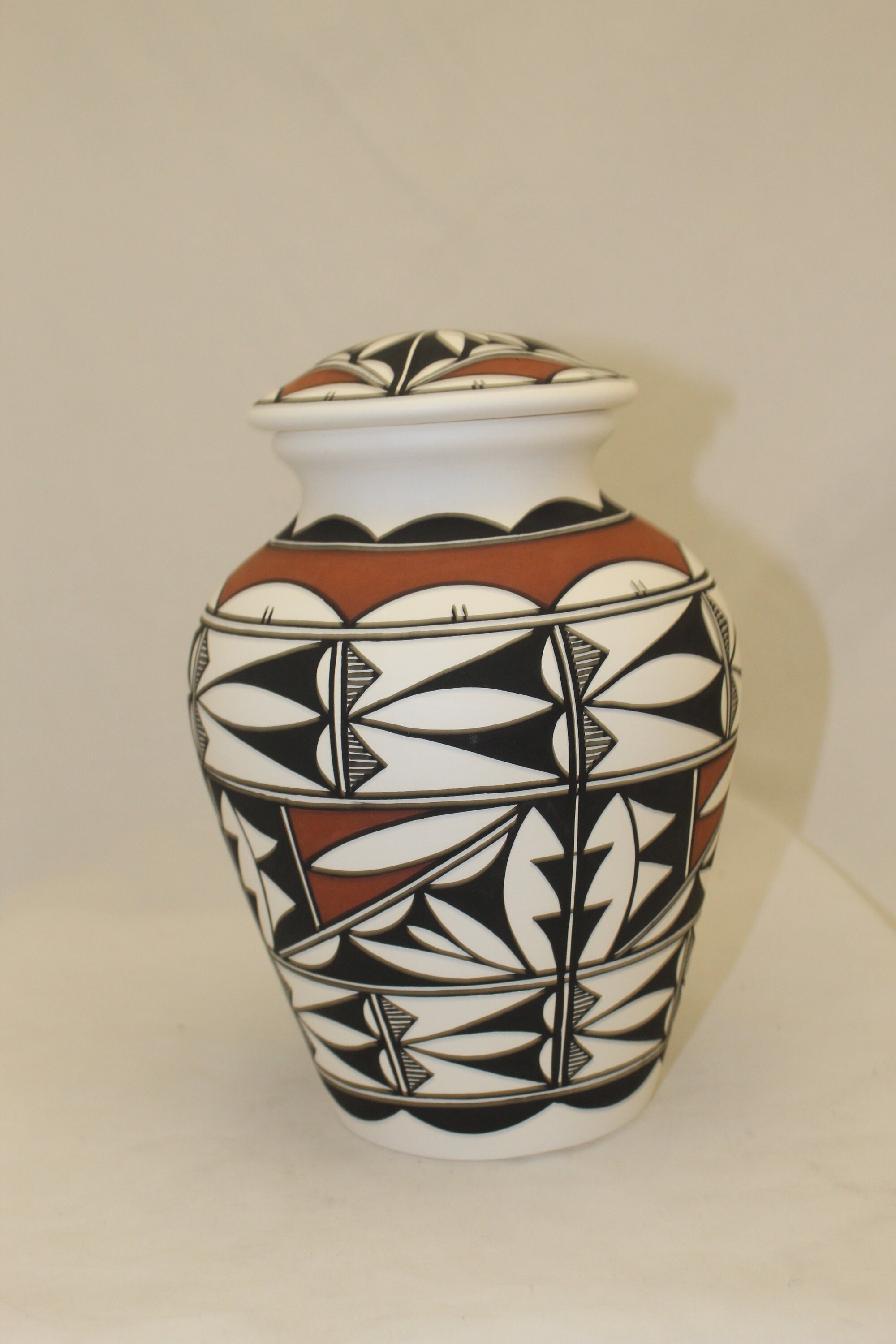 Hand Painted Native American Ceramic Jar with Lid, Adult Cremation Urn ...