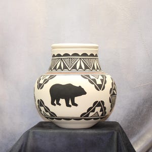Native American Bear Design Adult Cremation Urn for Human Ashes, Hand ...