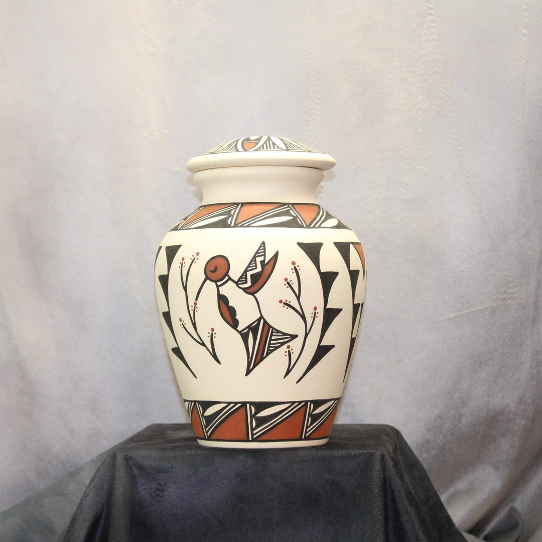 Hummingbird Native American Adult Cremation Urn, Hand Painted Large Jar ...