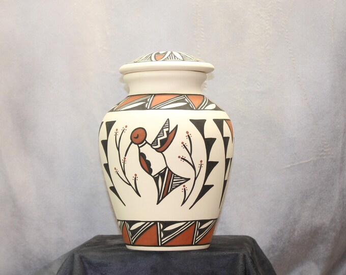 Hummingbird Native American Adult Cremation Urn, Hand Painted Large Jar ...