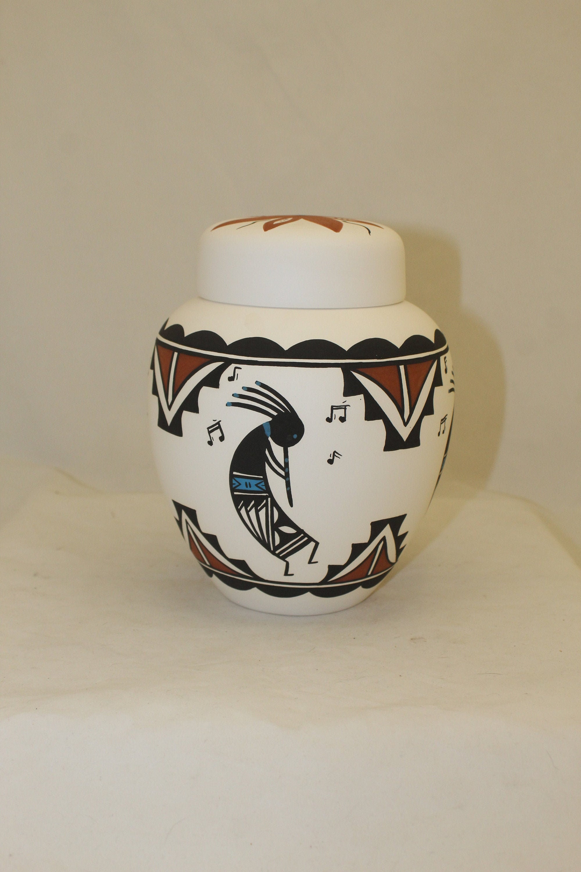 Native American Ceramic Jar with Lid, Adult Cremation Urn, hand painted ...