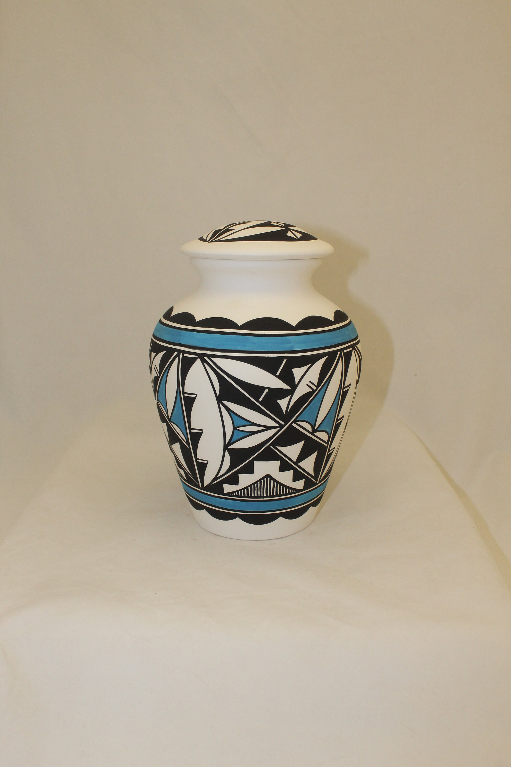 Native American Adult Cremation Urn, Ceramic Jar with Lid, Hand Painted ...