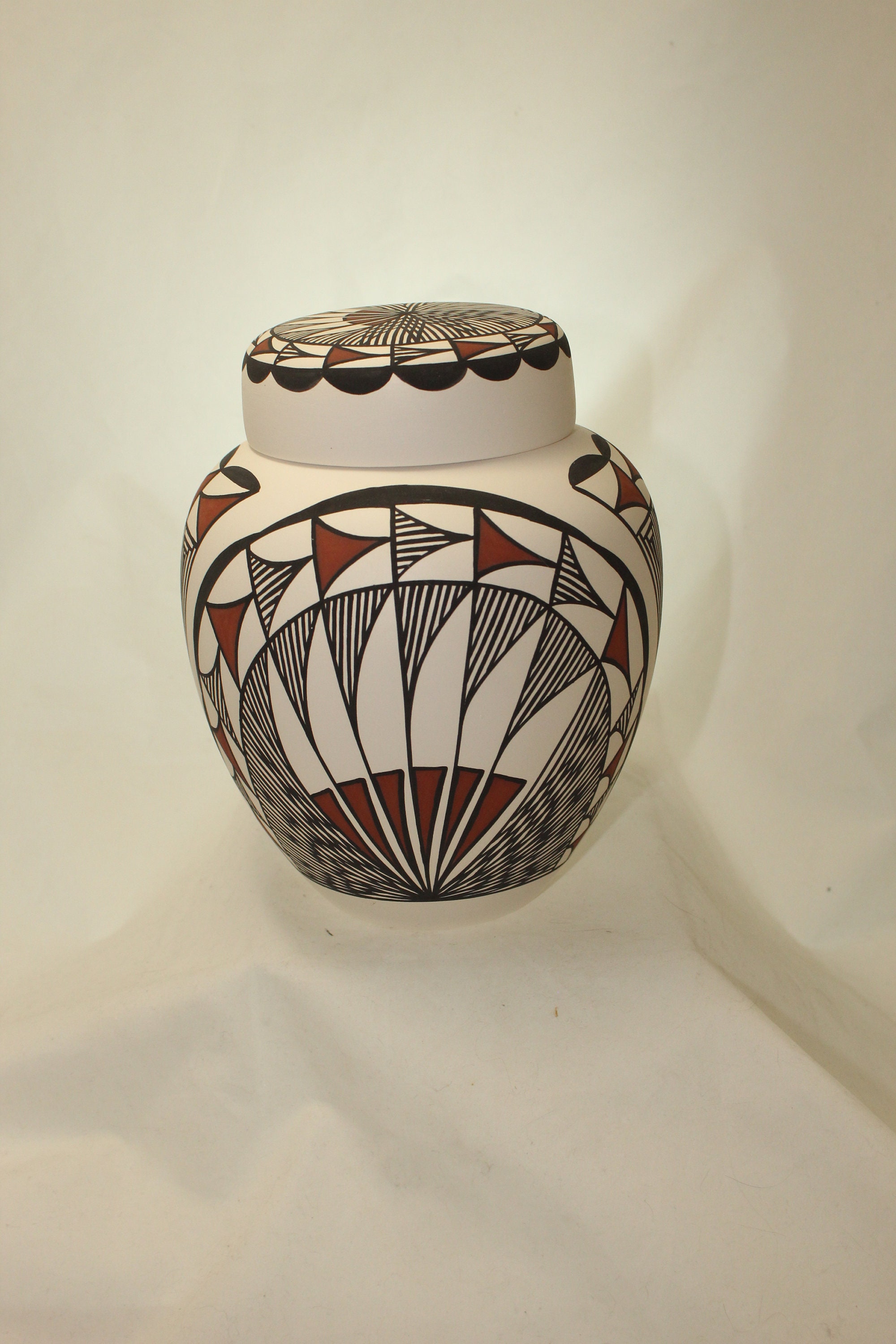 Native American Hand Painted Ceramic Jar with Lid, Adult Cremation Urn ...