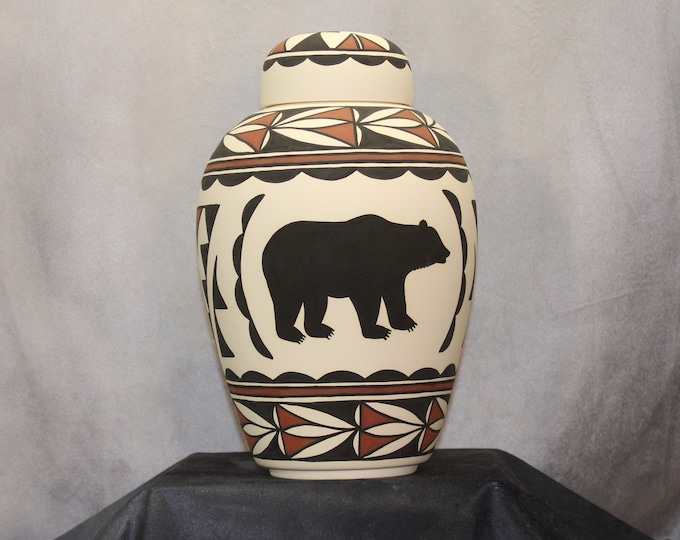 Native American Adult Cremation Urn With Bear Design for Human Ashes ...