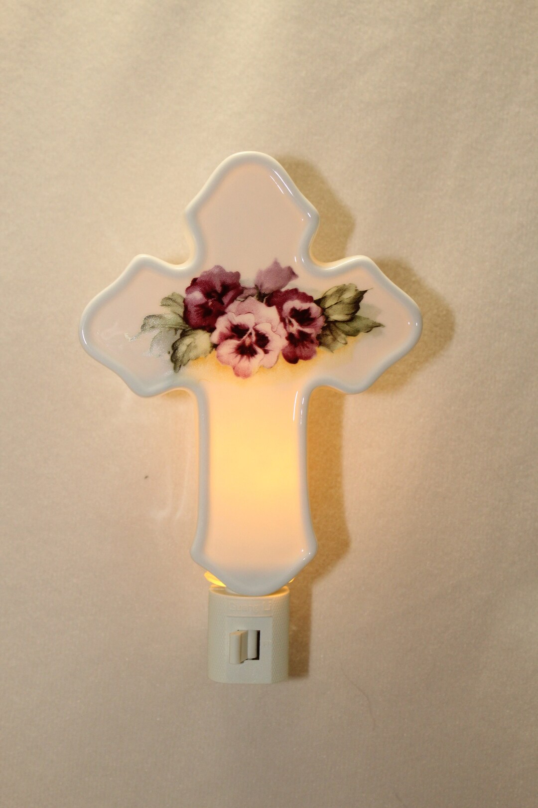 Pansy Memorial Cross Shaped Night Light, Pansy Remembrance Cross Light ...
