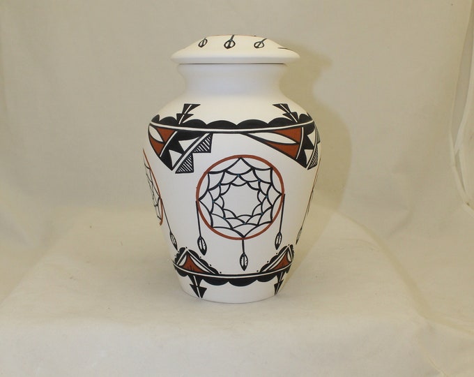 Native American Hand Painted Large Cremation Urn With Dream Catcher ...