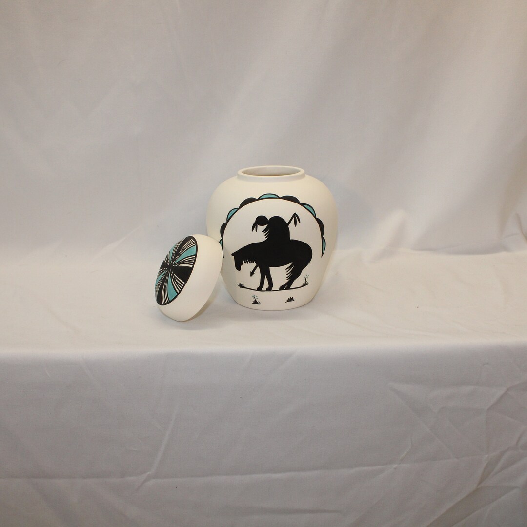 Native American Hand Painted Ceramic Cremation Urn for Ashes, End of ...