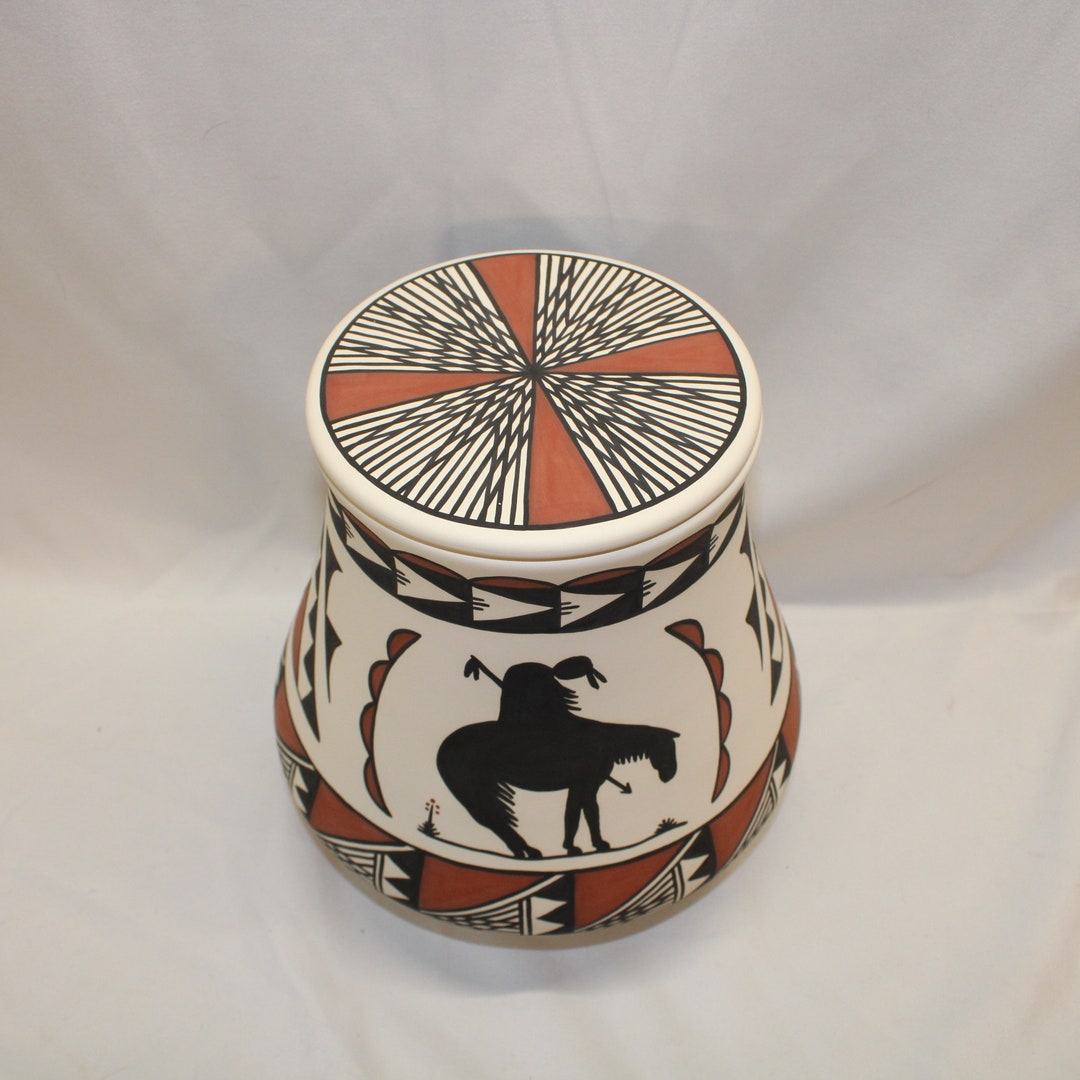 Native American Adult Cremation Urn, End of Trail Design Ceramic Jar ...