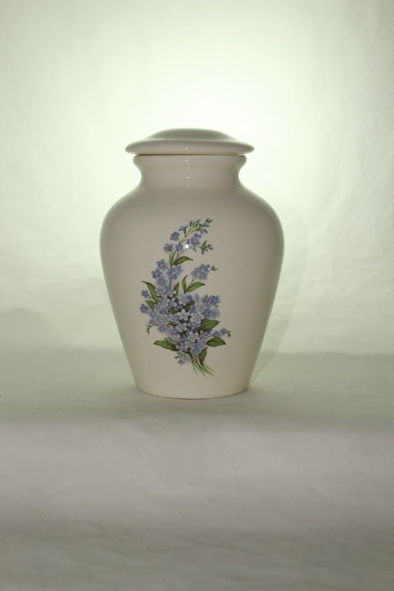 Forget Me Nots Cremation Urn Ceramic Jar With Lid Medium - Etsy
