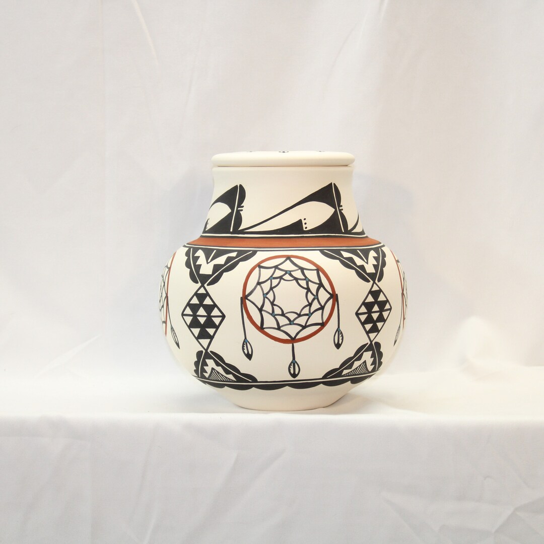 Native American Urn Ceramic Jar With Lid Cremation Urn for Ashes, Hand ...