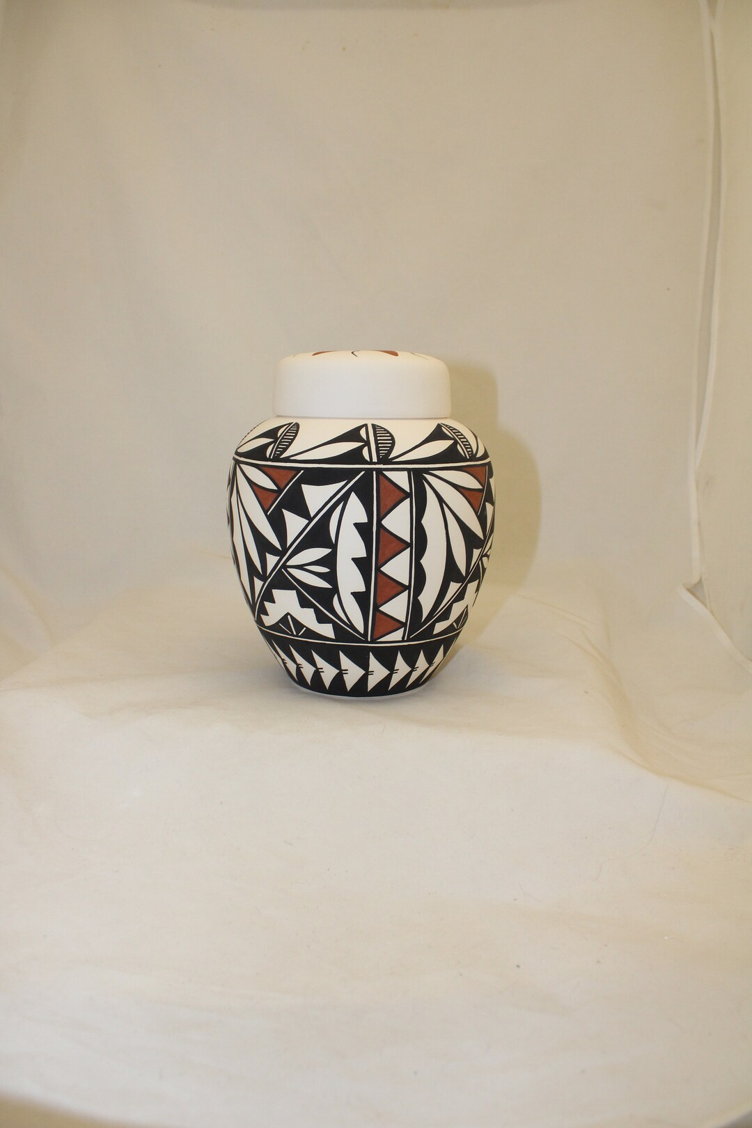 Native American Hand Painted Ceramic Jar With Lid, Adult Cremation Urn ...