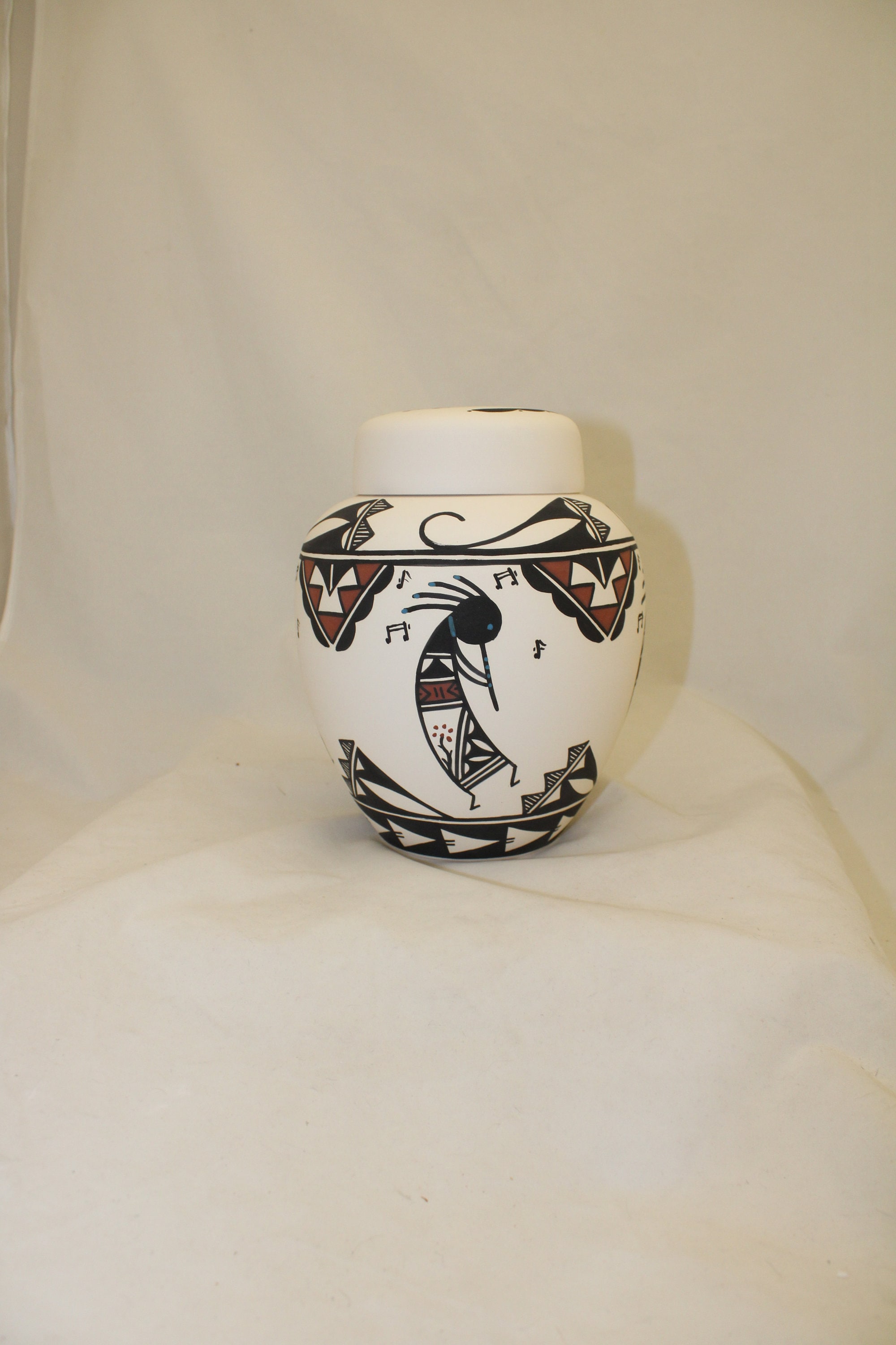 Native American Ceramic Jar with Lid, Adult Cremation Urn, hand painted ...