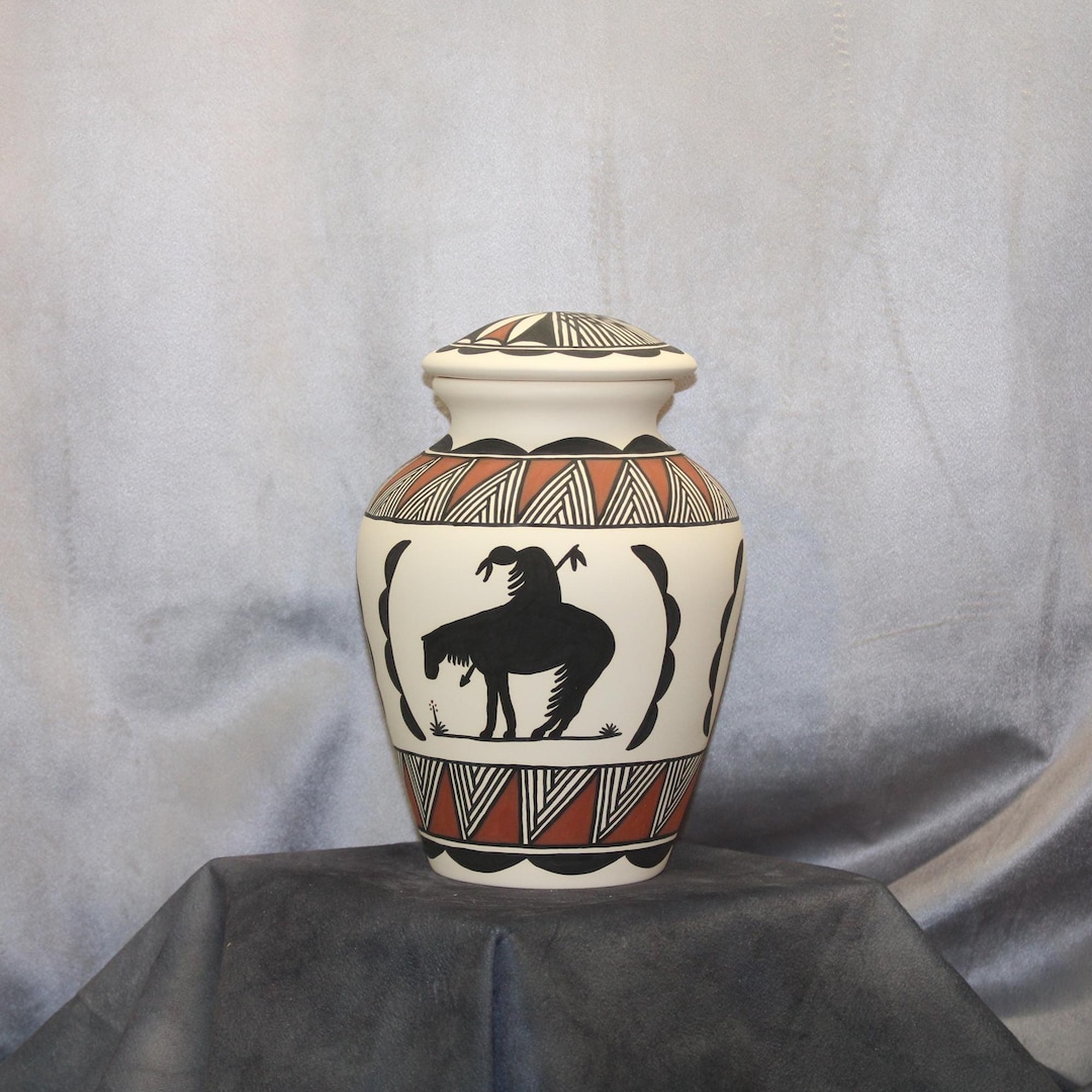 End of Trail Design Native American Large Cremation Urn, Large Hand ...