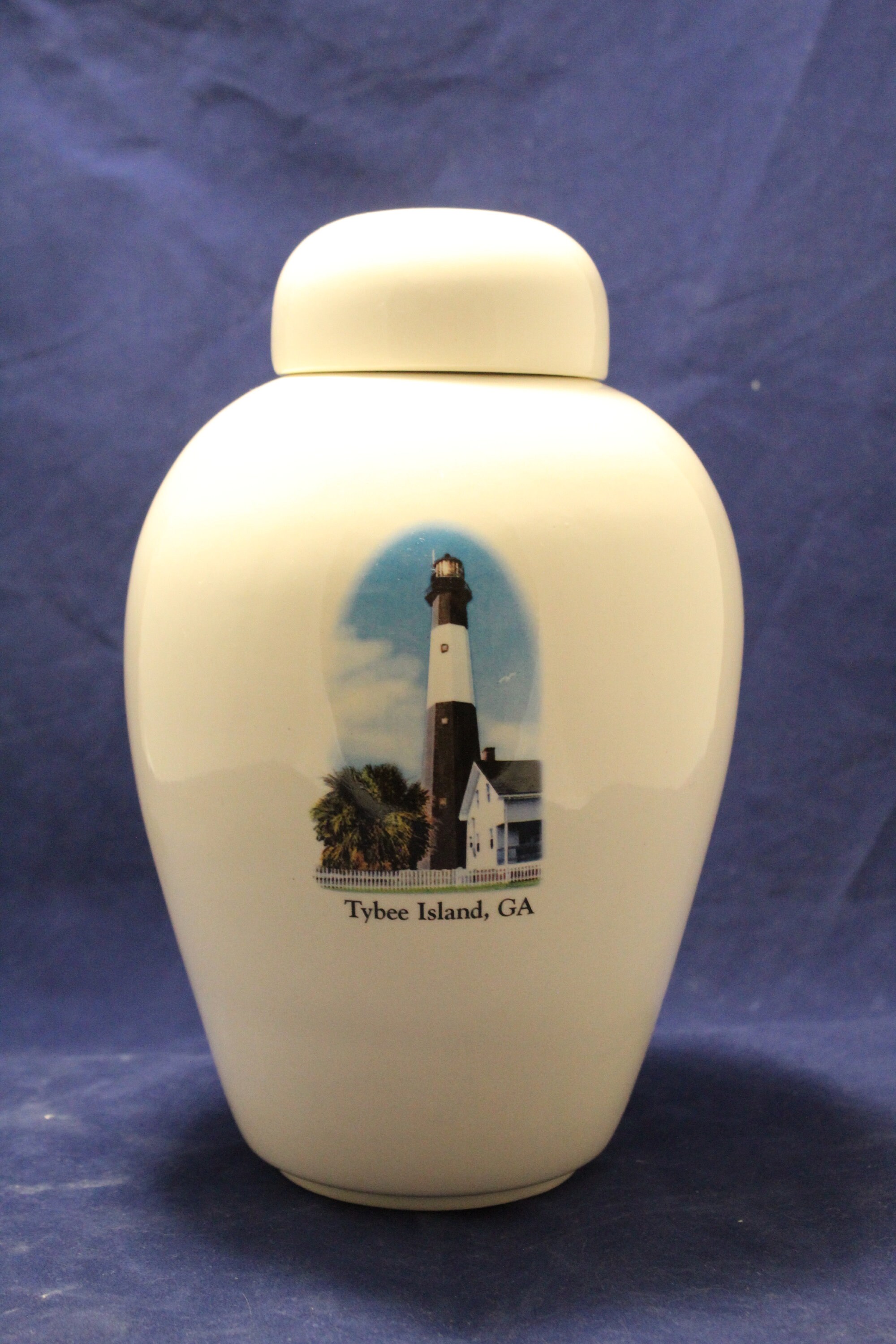 Reserved for Jessica, Lighthouse Ceramic Jar with Lid, Adult Cremation ...