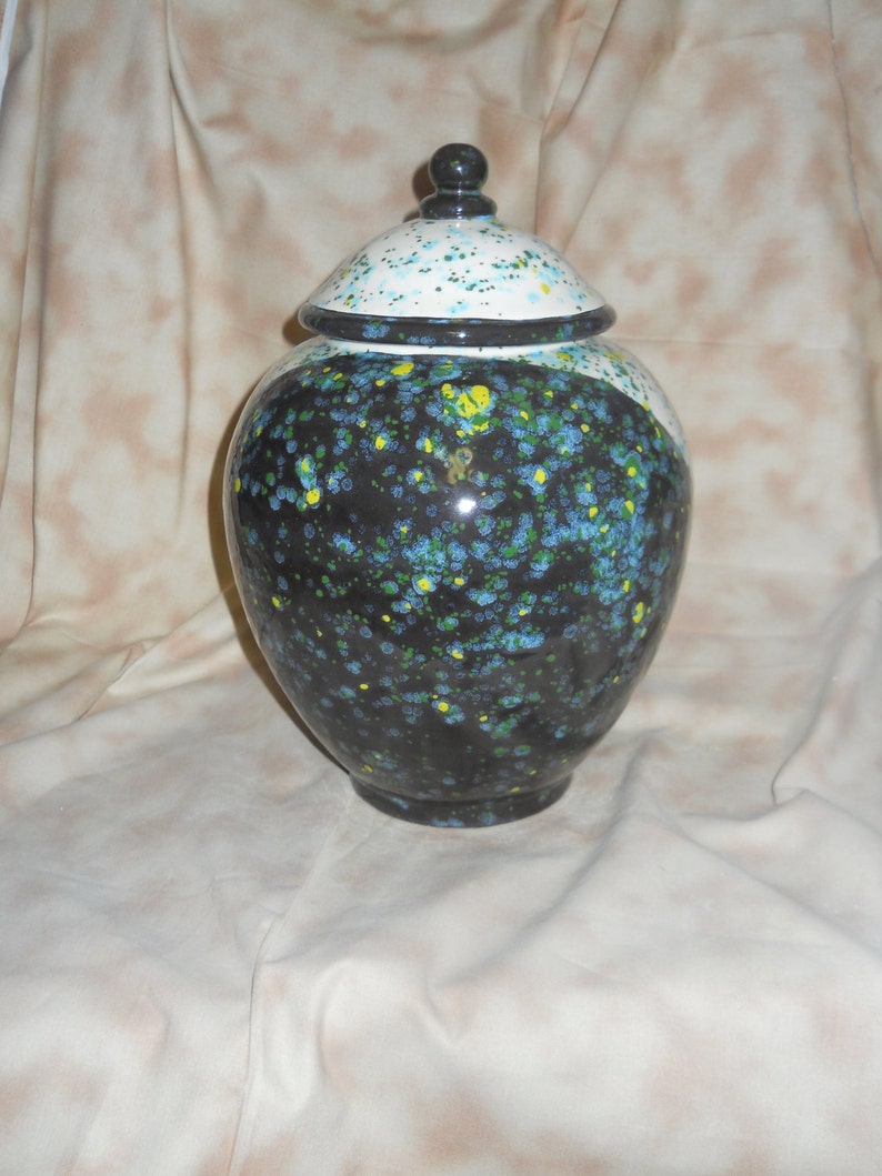 Black and White Cremation Urn Extra Large Ceramic Jar With - Etsy