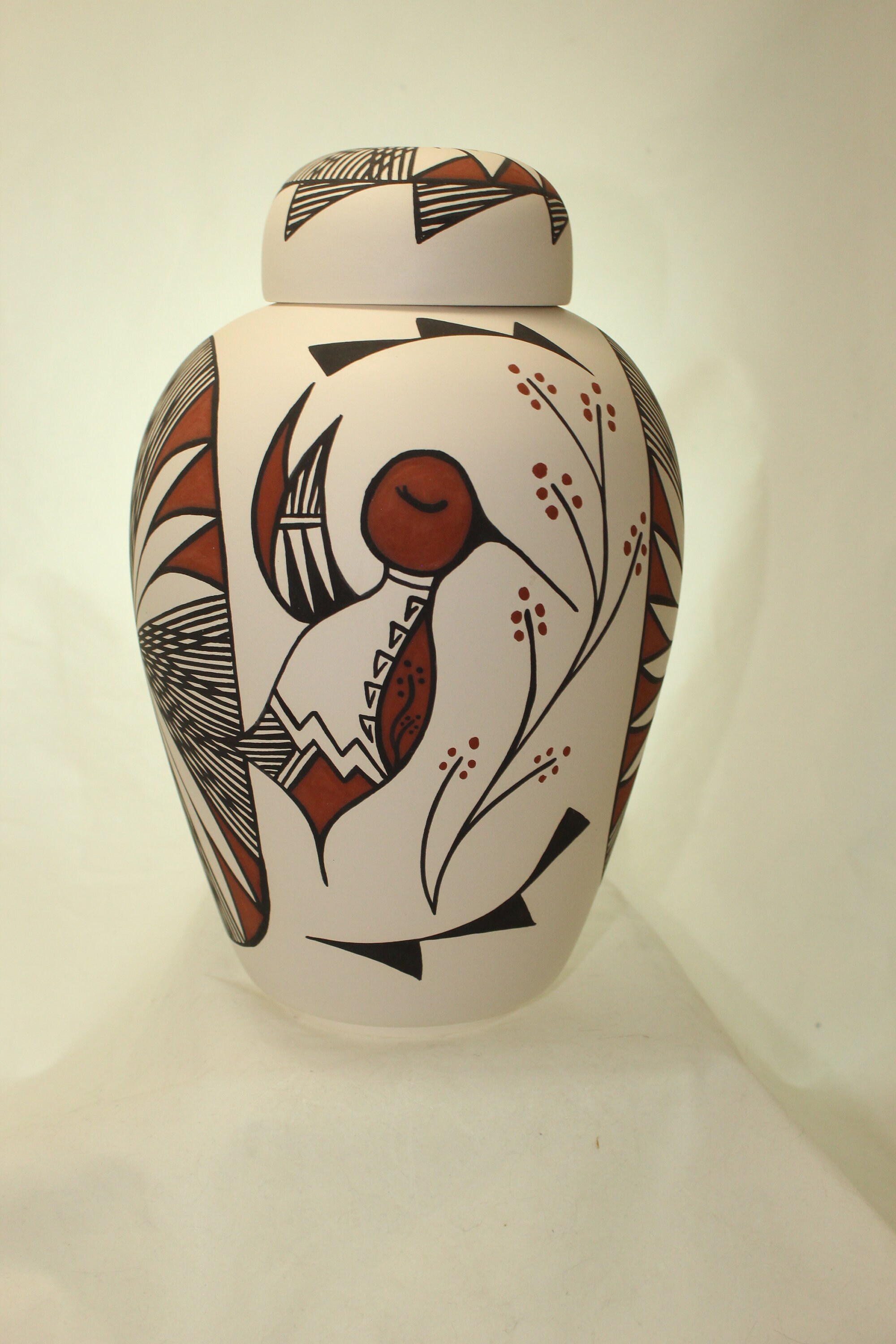Native American Urn Ceramic Adult Cremation Urn with Hummingbird, Large ...