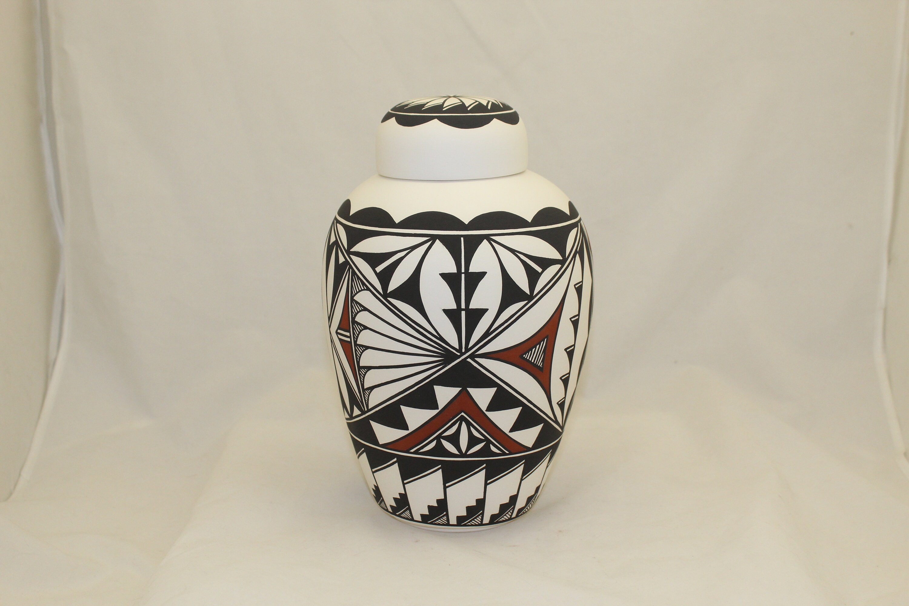 Native American Hand Painted Adult Cremation Urn, Large Jar with Lid ...