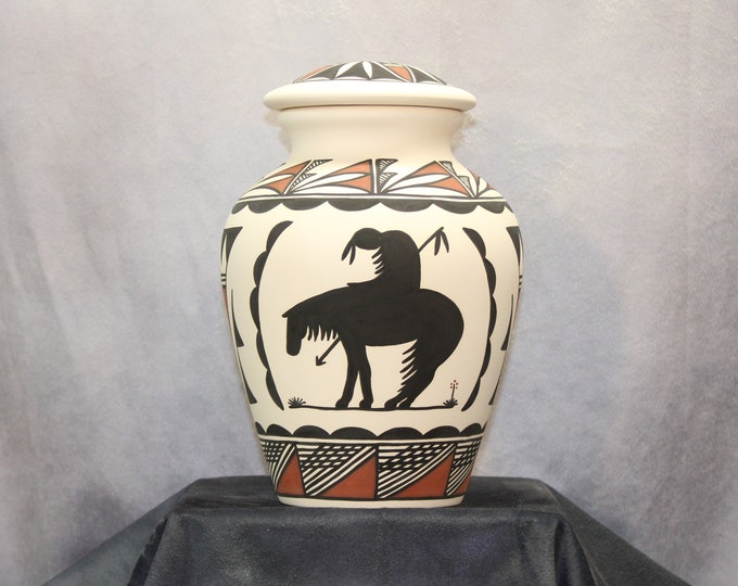 End of Trail Design Native American Large Cremation Urn, Large Hand ...