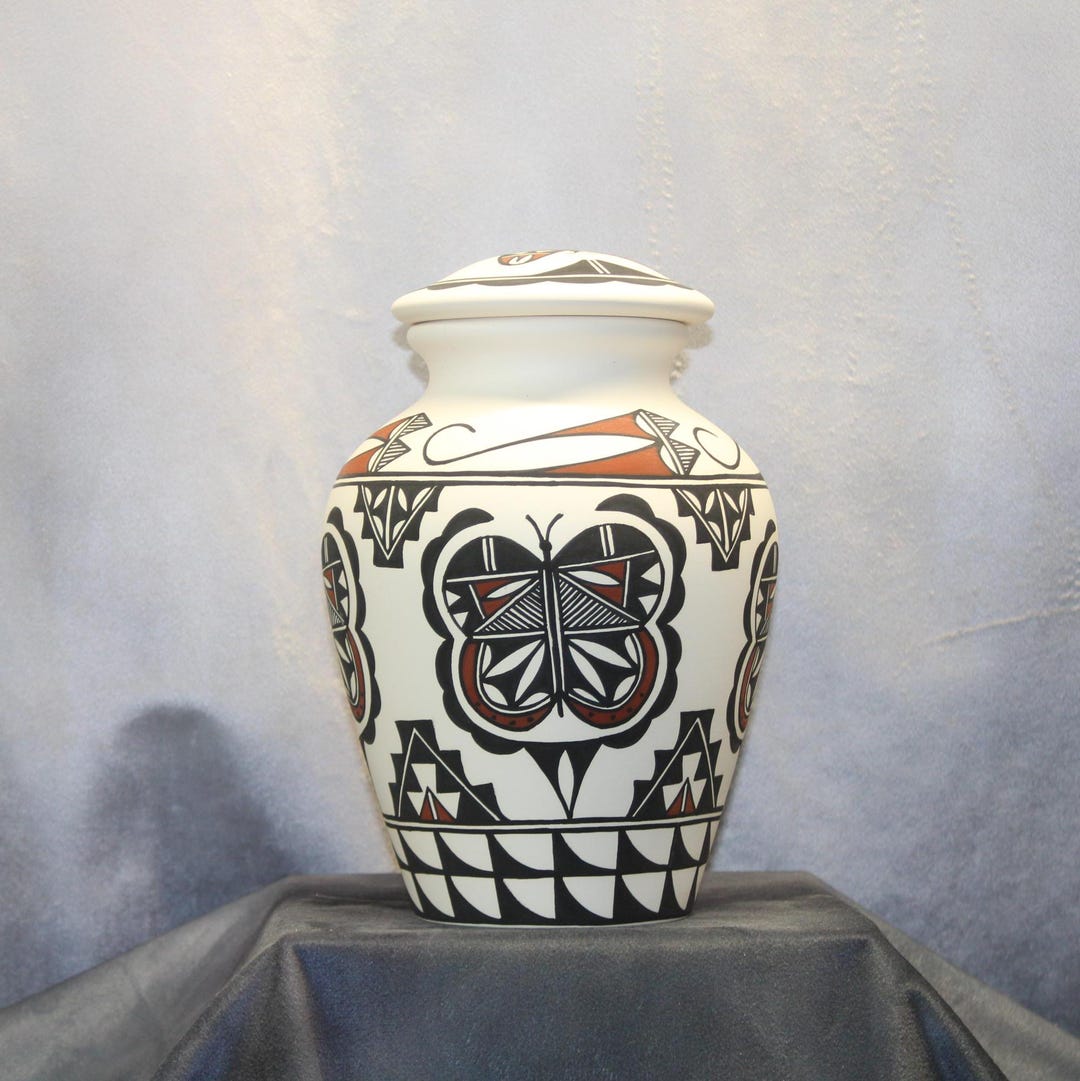 Butterfly Design Native American Adult Cremation Urn, Hand Painted ...