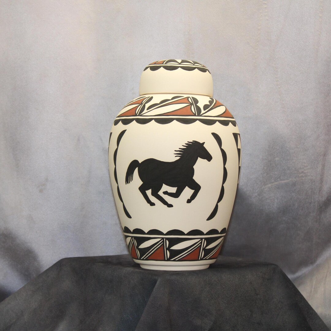 Native American Adult Cremation Urn With Horse and Traditional Design ...